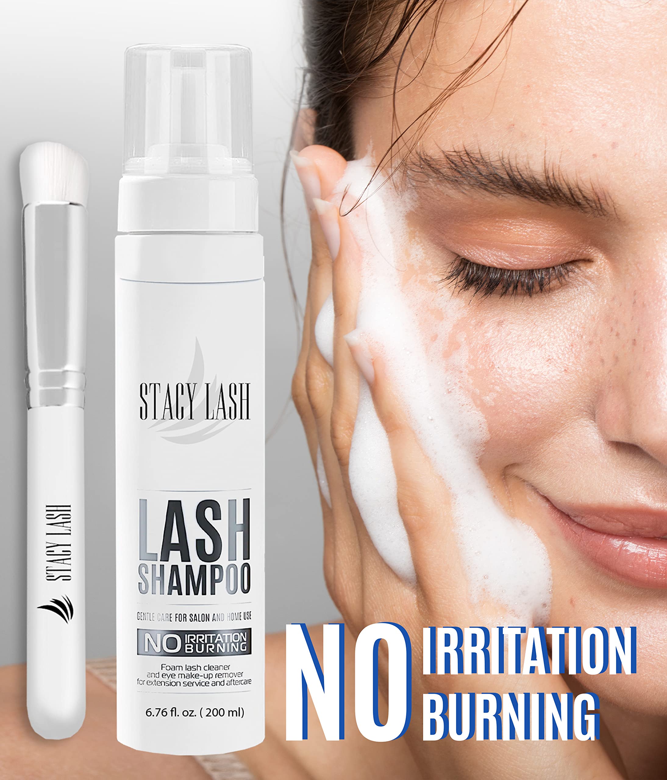 STACY LASH Lash Shampoo 200ml STL-11 Curved L-Shaped Tweezers/Eyelid Foaming Cleanser/Safe Makeup & Mascara Remover/Precision Stainless Steel Tool/Angled Tips/Professional Supplies