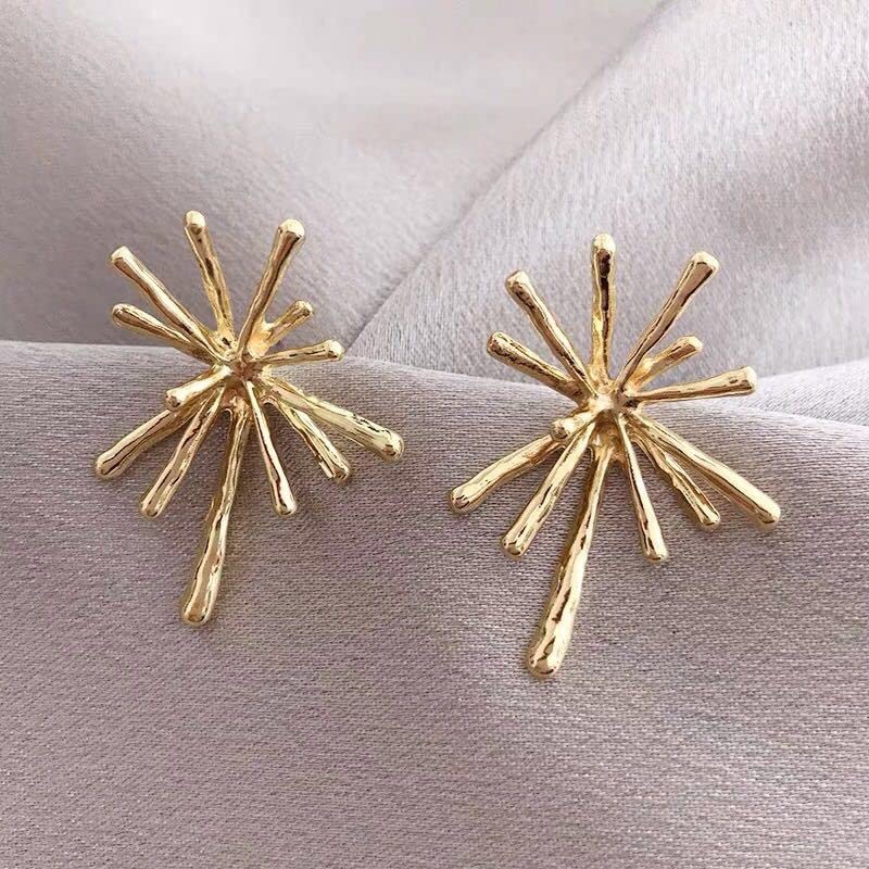 Zovie Sun Stars Drop Earrings Studs Simple Delicate Handmade with 18k Plated