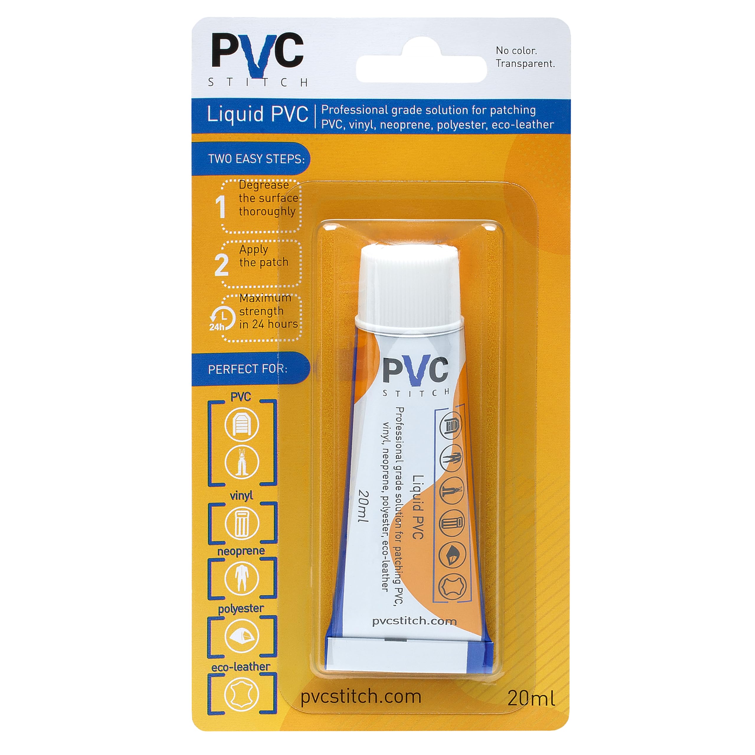 PVC Stitch Liquid Waterproof Repair Patch for Air Mattresses, Waterbeds, Above-Ground Pools, Bouncy Houses, Hot Tubs, Air Tracks, Works on Blow up PVC & PU Inflatables
