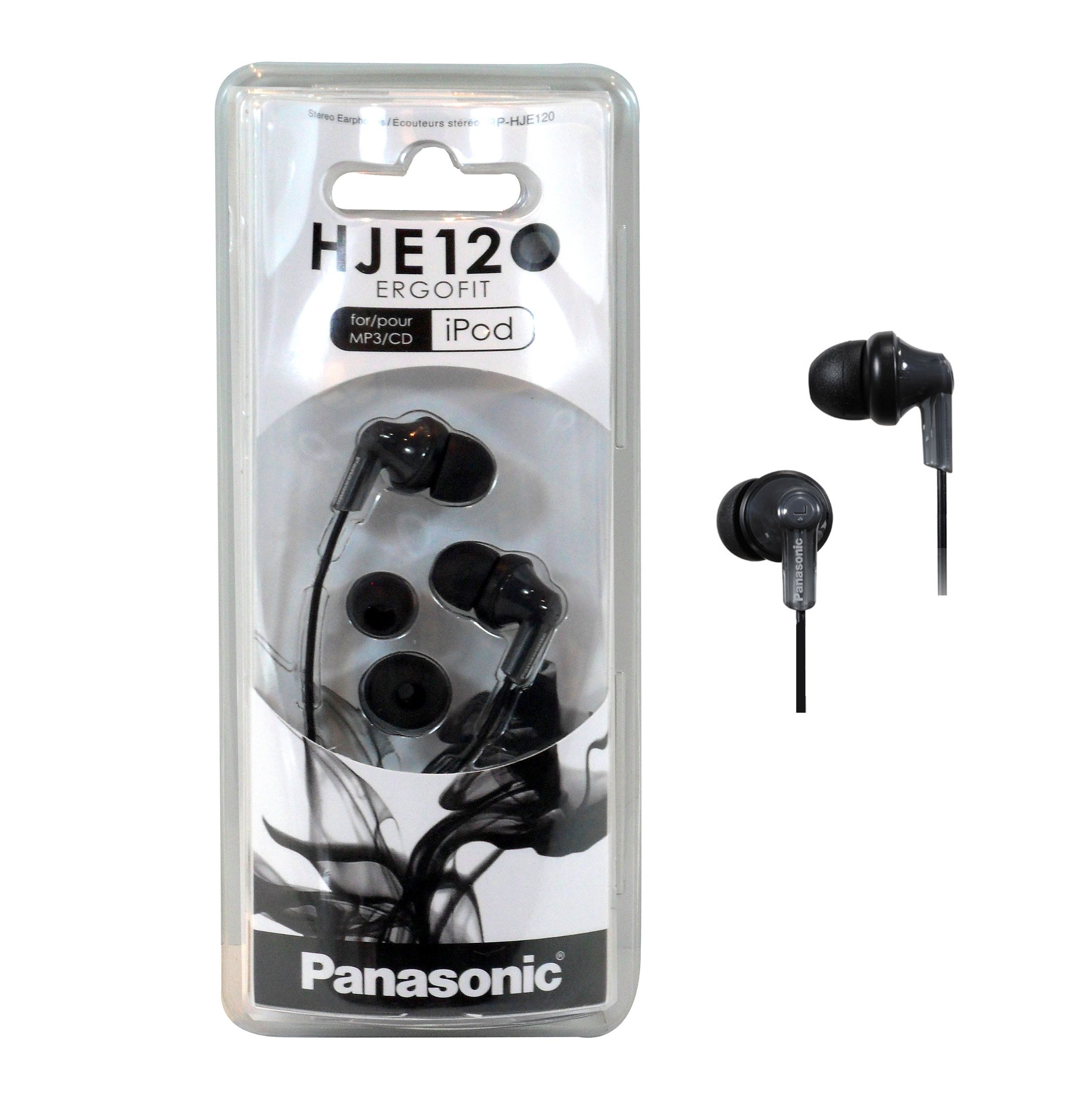 Panasonic RPHJE120 in-Ear Headphone, (2 Pack, Black)