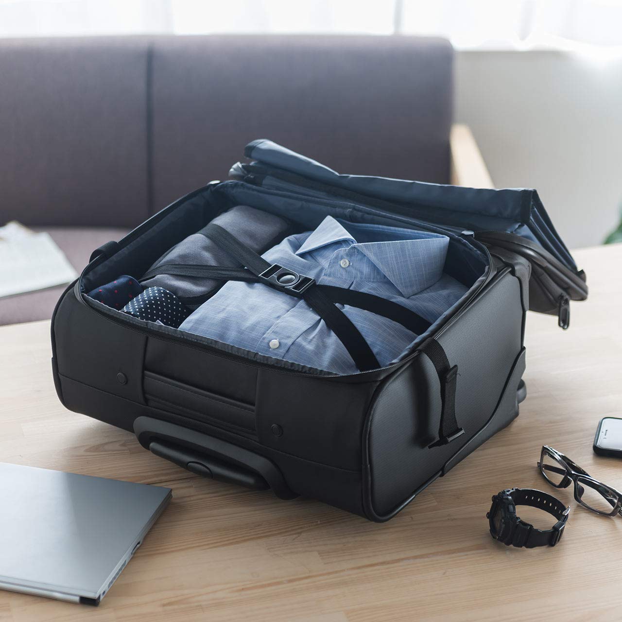 SANWA Rolling Laptop Bag with Lock, 22L Cabin Size, Water Resistant, Overnight Computer Briefcase on Wheels, Business & Travel &Carry On Luggage Bag with Telescoping Handle, 14-inch PC, for Men Women