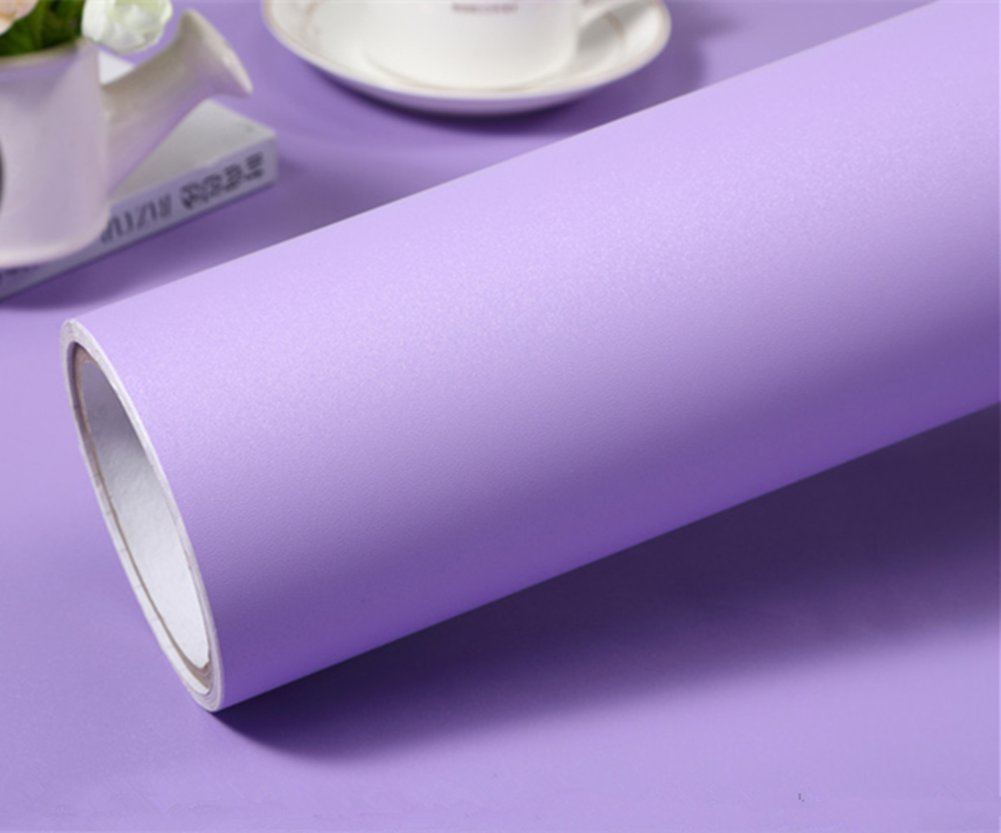 Yija Solid Color Frosted Waterproof Wallpaper Shelf Drawer Liner Self-Adhesive Cabinet Sticker 15.6 Inch by 98 Inch (Light Purple)