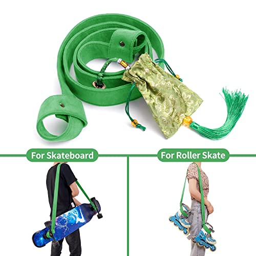 YH&GS Roller Skate Leash Adjustable Ski Boots Carrier Strap Snowboard Boot Shoulder Sling Leash Fashionable Transport Strap Speed Strap Quad Skate Strap for Ice Skates(Light Green)