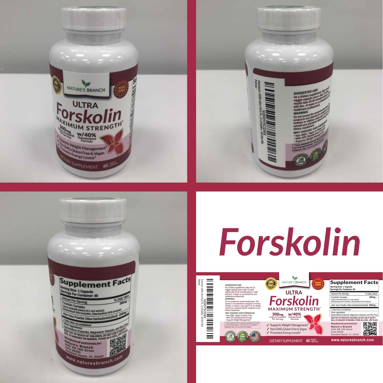 Premium 100% Ultra Pure Forskolin for Weight Loss Max Strength w/ 40% Standardized Coleus Forskohlii Root Extract Powder Belly Buster Supplement - Extreme Keto Advanced Boost Complex - 60 Diet Pills