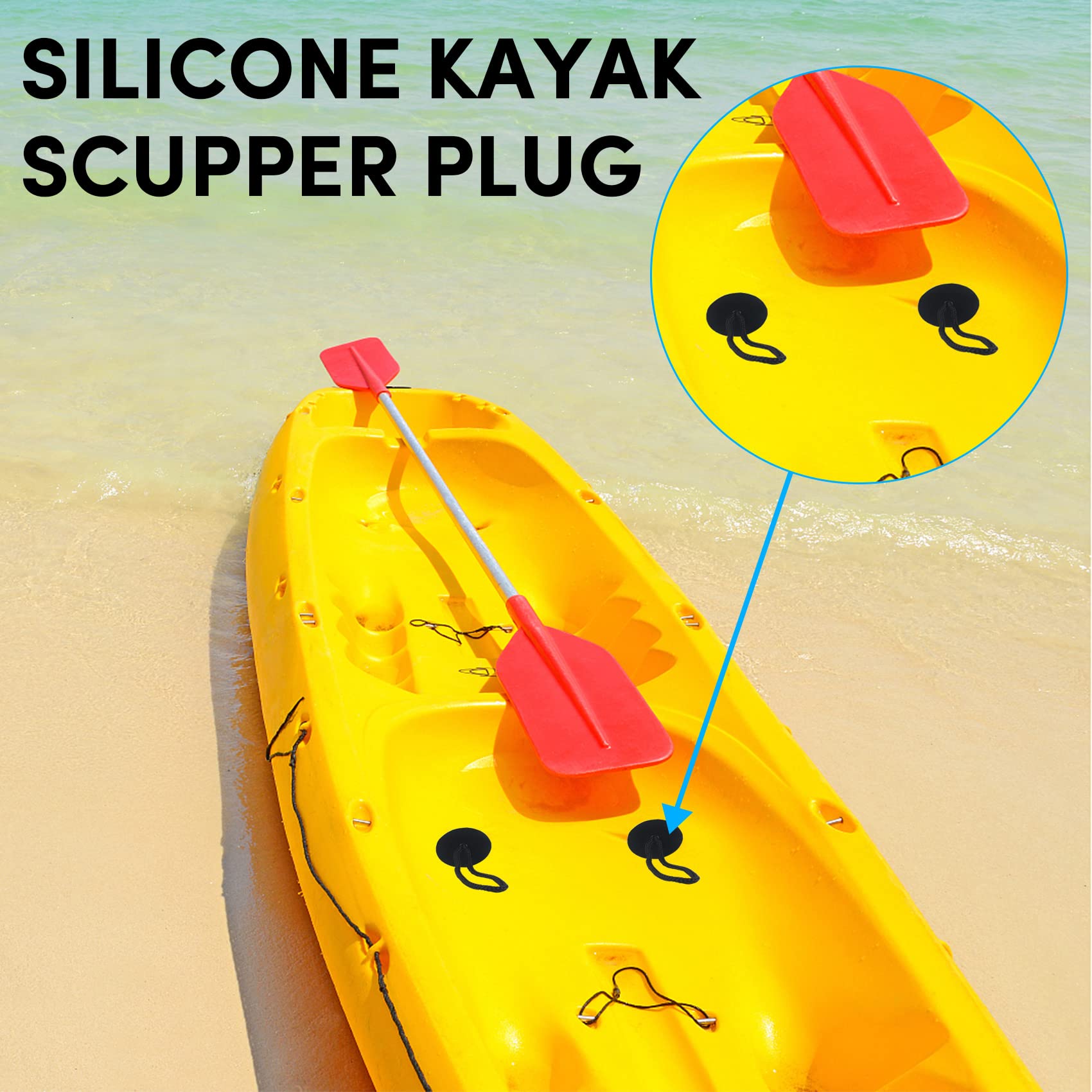 WTMORE 10 Pieces Kayak Plugs Scupper Plugs Kayak Drain Plugs with Lanyard Kayak Plugs for Sit on Top, Black