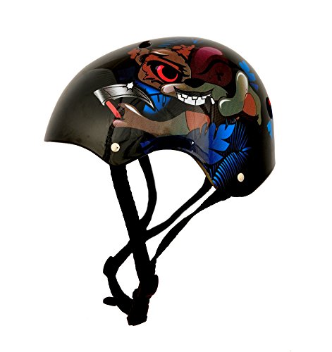 Punisher Skateboards Ranger 11 Vent Multi Sport Skateboard and BMX Helmet Youth Size Medium Includes Extra Helmet Pads, black (9213)
