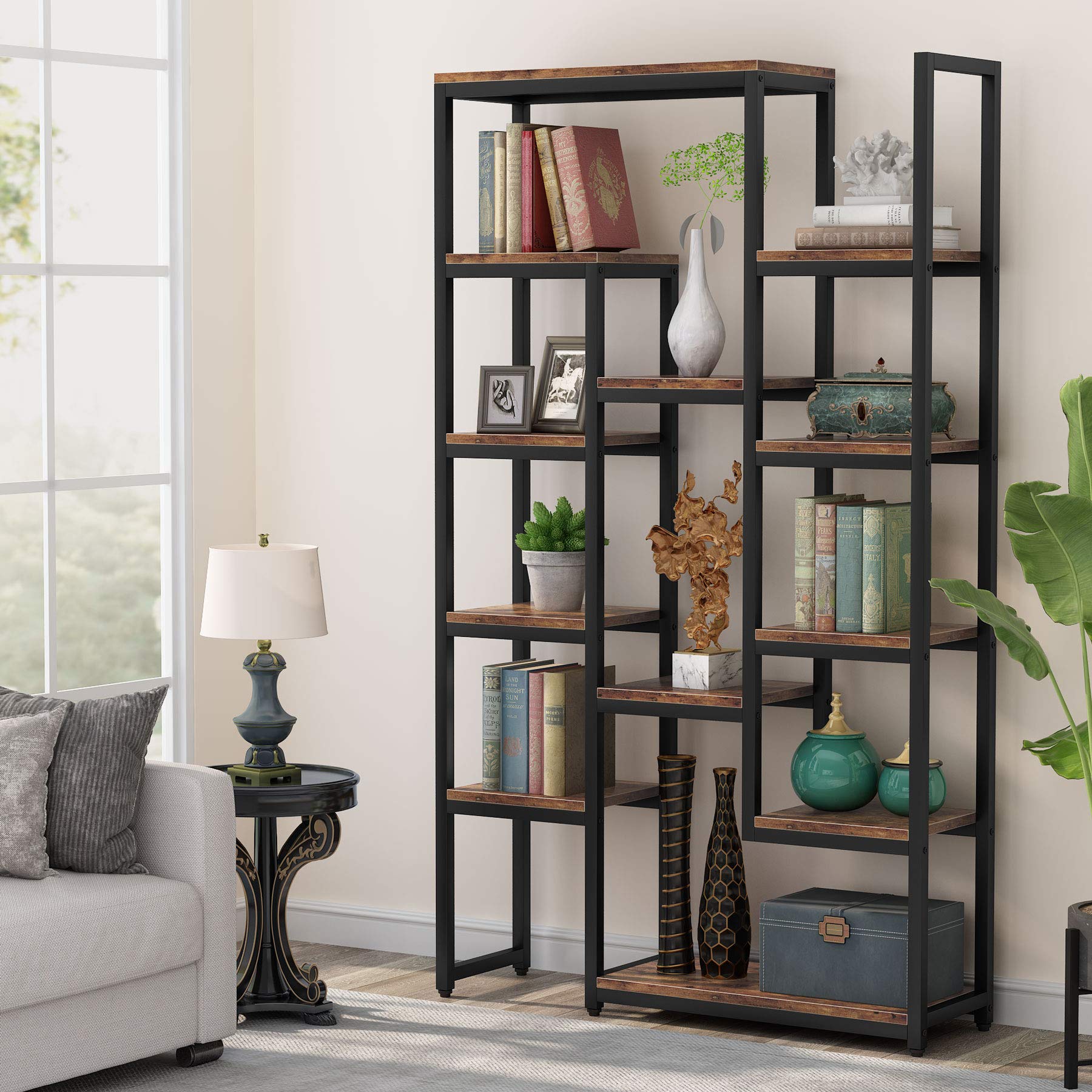 Tribesigns 6-Tier Bookshelf 70.9 inch Tall Bookcase, Modern Industrial 12-Shelf Display Shelves Book Storage Organizer for Living Room, Home Office (Black)