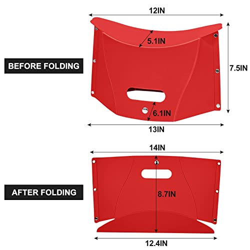WTTORDE Camping Stool, Portable Folding Camping Stool for Camping Hiking Gardening, Small Camping Seat Sturdy Stool for Fishing and Beach, It Can Also be Used to Store Your Small Objects (Red)