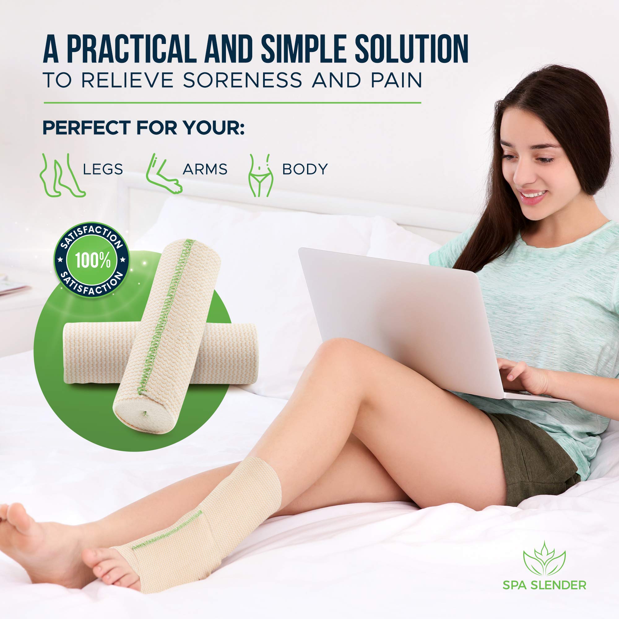 Premium Elastic Bandages | Compression Body Wrap – Self-Closures Both Ends | Cotton Blend | Support Injuries and Sprains | Latex-Free – 6" Wide x 15' Stretched | by Spa Slender - 24-Pack