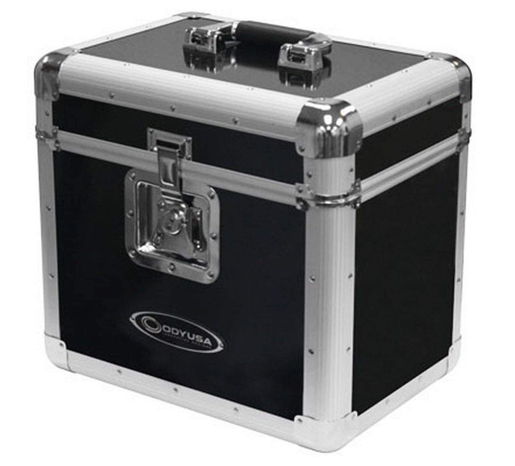 Odyssey KROM Series Record Utility Case for 70 Individual 12" Vinyl Records and LPs with Foam-Lined Interior, Secure Lock, and Handle, Black