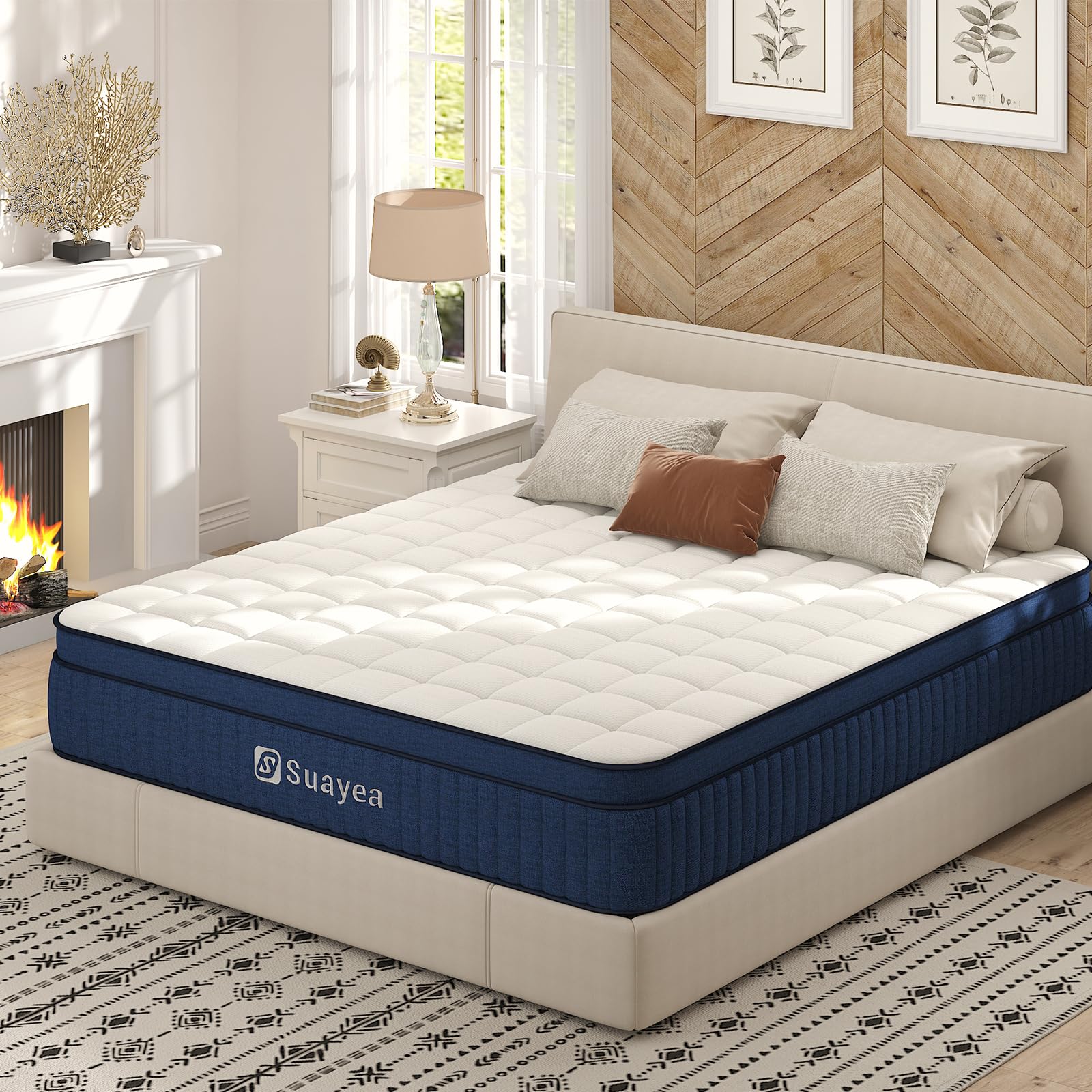 Queen Mattress, 10 Inch Queen Size Mattress in a Box, Hybrid Mattress Queen Size, Ultimate Motion Isolation with Gel Memory Foam and Pocket Spring, Medium Firm, Edge Support