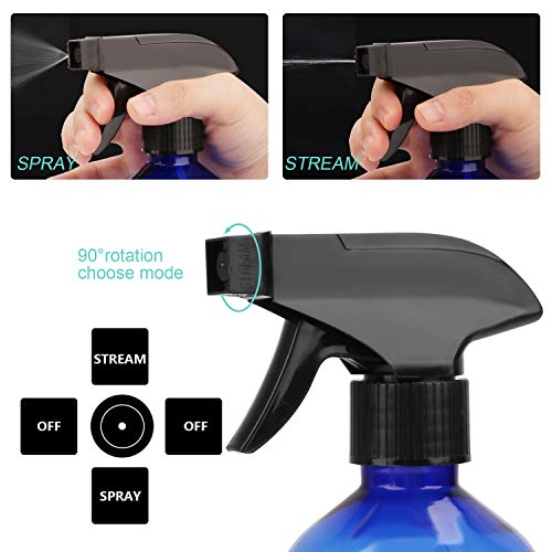 Spray Bottles 10oz,Plastic Spray Bottle with Black Trigger Sprayer & Lids, Woaiwo-q Empty Refillable Container for Cleaning Water, Essential Oils, (bule 6 Pcs)