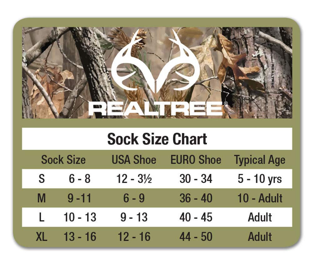REALTREE Men's Merino Uplander Boot Socks, Grey, Medium