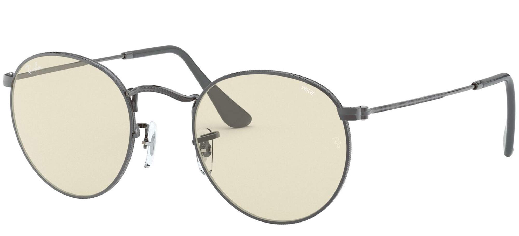 Ray-Ban Rb3447 Round Metal Polarized Sunglasses, Gunmetal/Evolve Photochromic Brown to Grey, 53 mm