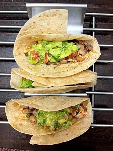 Uyauld Taco Holders 2 Pieces, Stainless Steel Taco Stand Burrito Rack Tray, U-Shape Shell Grill Food Holder for Holding 4 Tacos 6" 8"10", Spring Roll