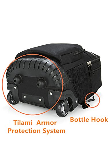 Tilami Unisex-Children Wheeled Rolling Backpack for Laptop, School, College and Travel - Waterproof - 18inch - Black