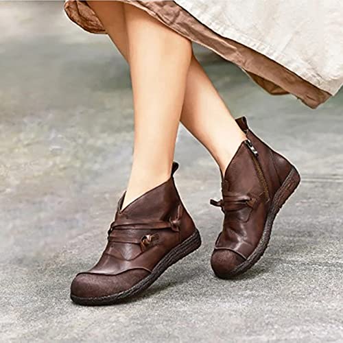 USYFAKGH lace up Heel Boot Heel Ankle Boot Size 4 Cowboy Boots Women Size 9 Cowboy Boots Women rain Proof Slippers Coffee