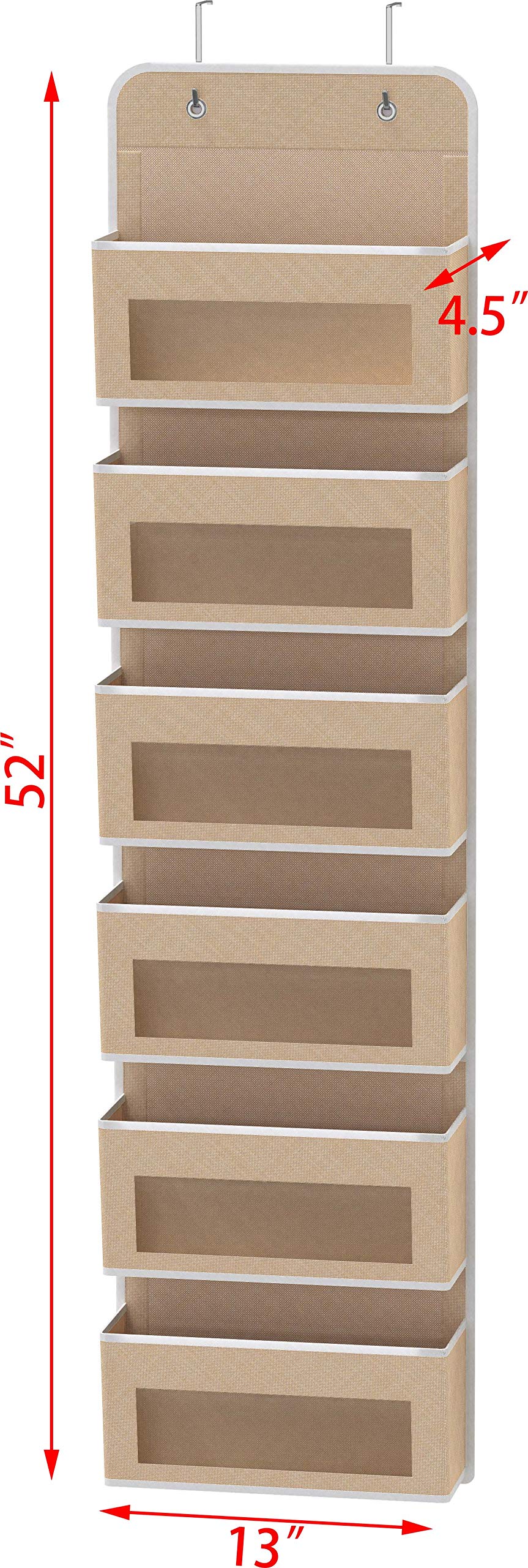 Simple Houseware Over Door/Wall Mount 6 Clear Window Pocket Organizer, Beige