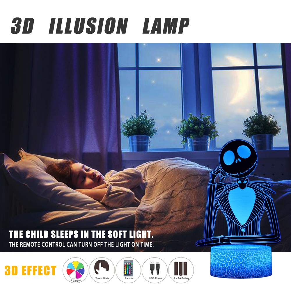 SJIAHEE Halloween Town Pumpkin King 3D Illusion Night Light Gifts, Control Halloween Decor for Kids Bedroom, Creative Lighting for Kids