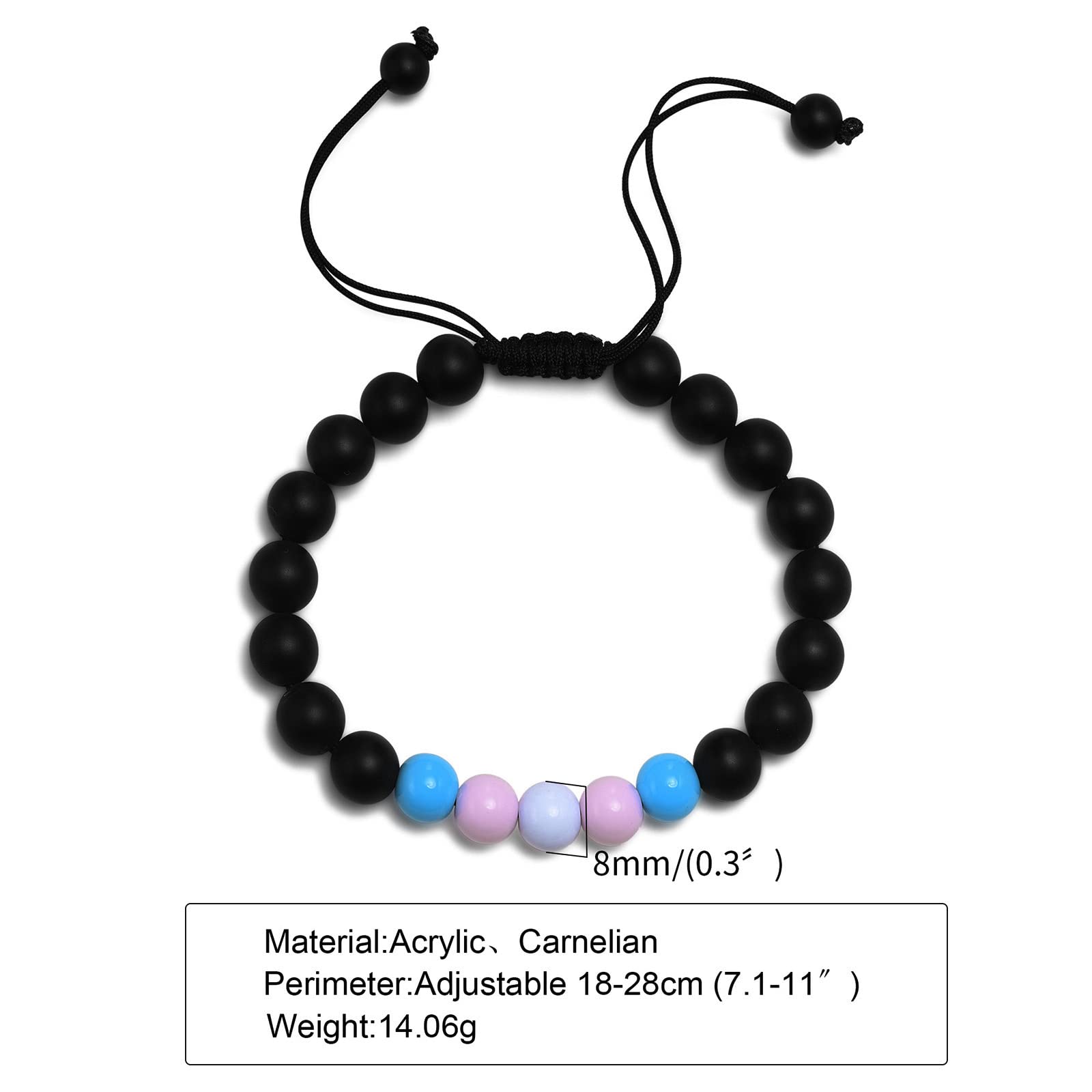 wydmire Handmade Trans Transgender Pride Flag Color Bead Bracelet LGBTQIA+ Non Binary Stuff - Adjustable