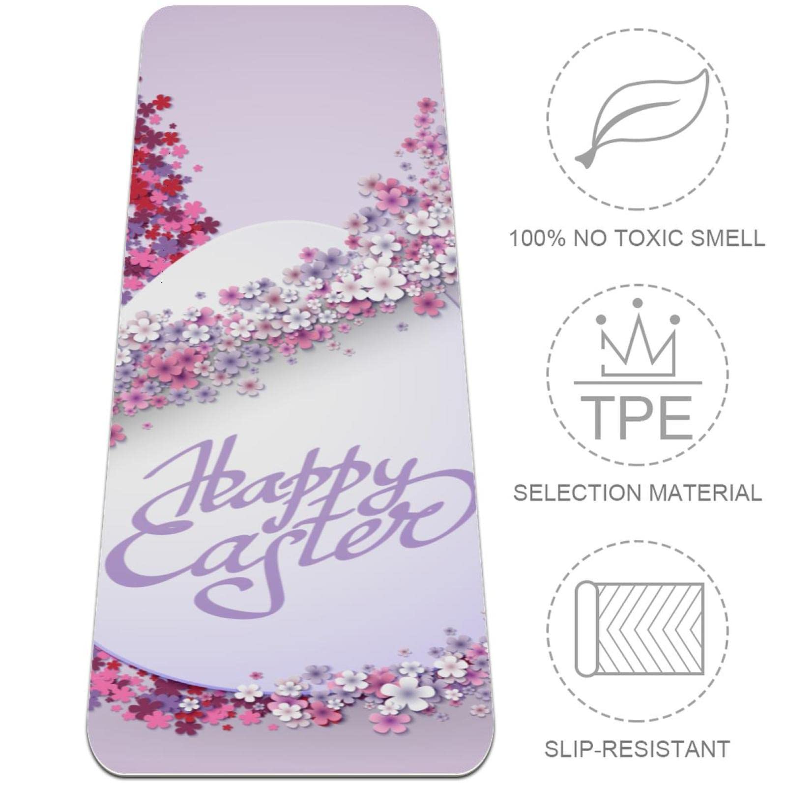 Yoga Mat, Yoga Mats for Home Workout, Workout Mat, Exercise Mats, Pilates Mat, easter bunny egg pattern