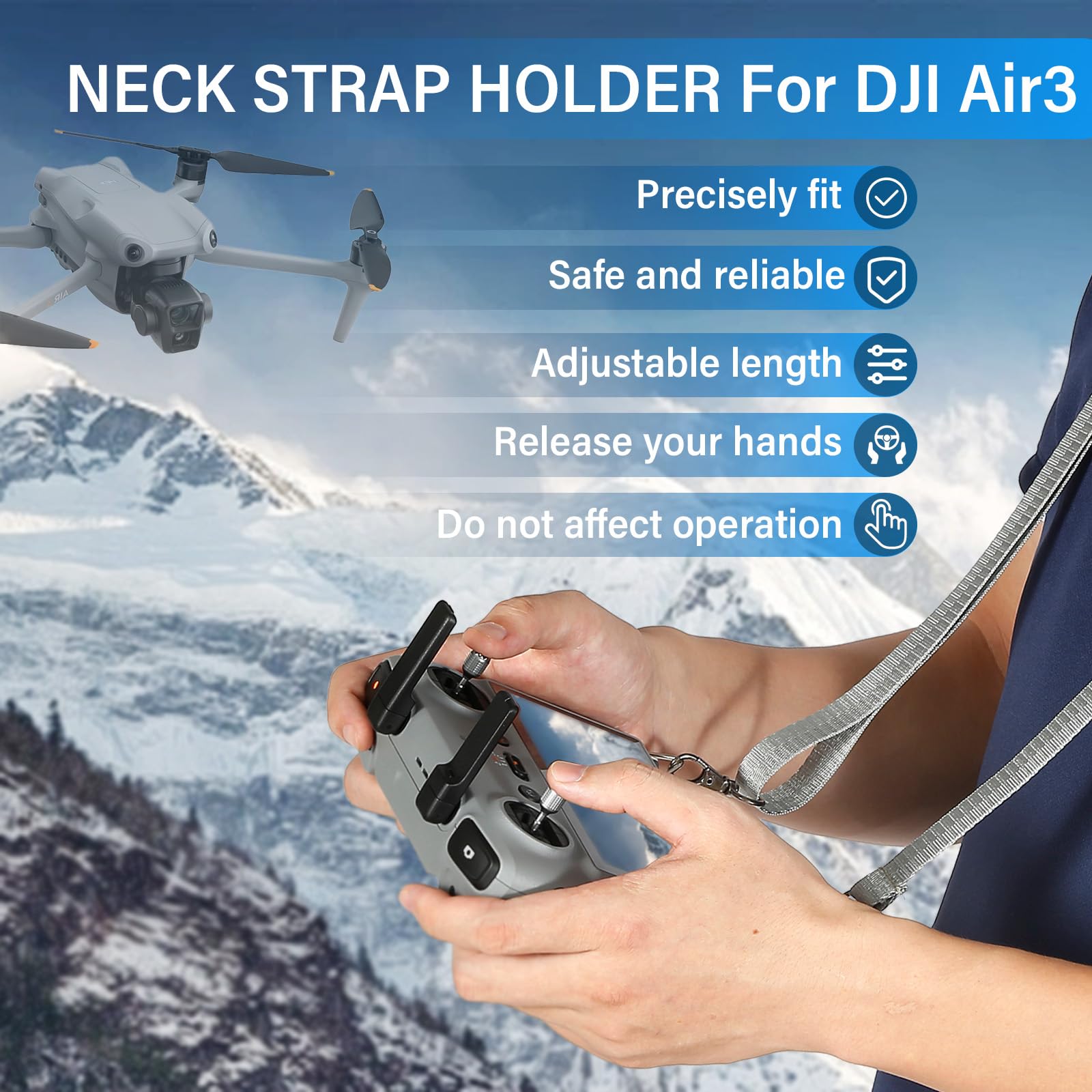 RAIACE Lanyard Strap Compatible with DJI Mini 3 Pro/Air 3 /Air 2s DJI RC 2/RC-N2 Controller Accessories, HD Tempered Film (2 PCS) for DJI Air 3 RC 2/Mini 3 Pro/Mini 3/Air 2S/Mavic 3 Pro Remote Screen