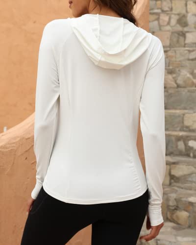 We1Fit Women's UPF 50+ Sun Protection Jacket Hoodie Sun Shirts Hiking Running Athletic Shirt