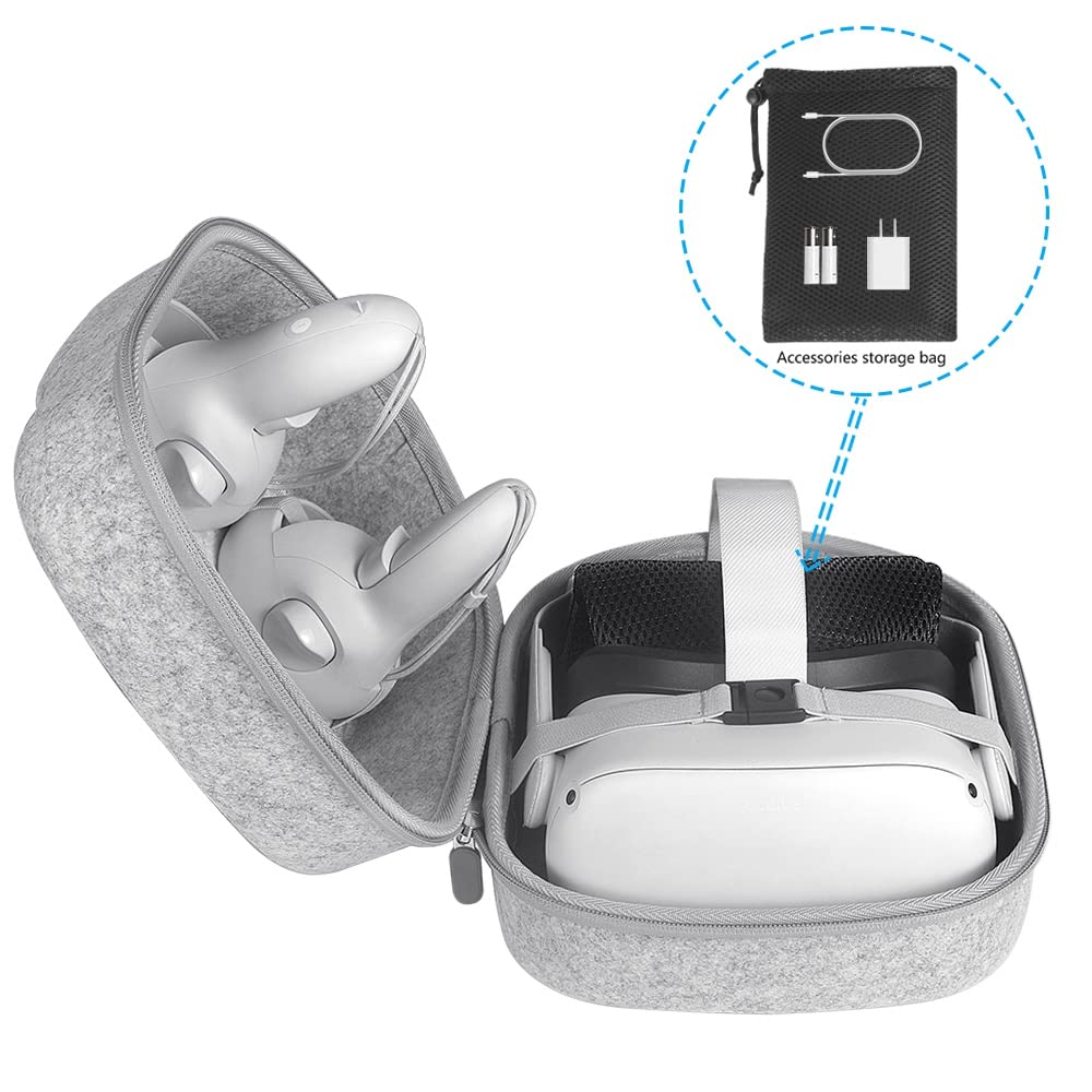 Viupolsor for and Quest VR Gaming Headset and Controller Accessories Dust and Shock Resistant Carrying Case