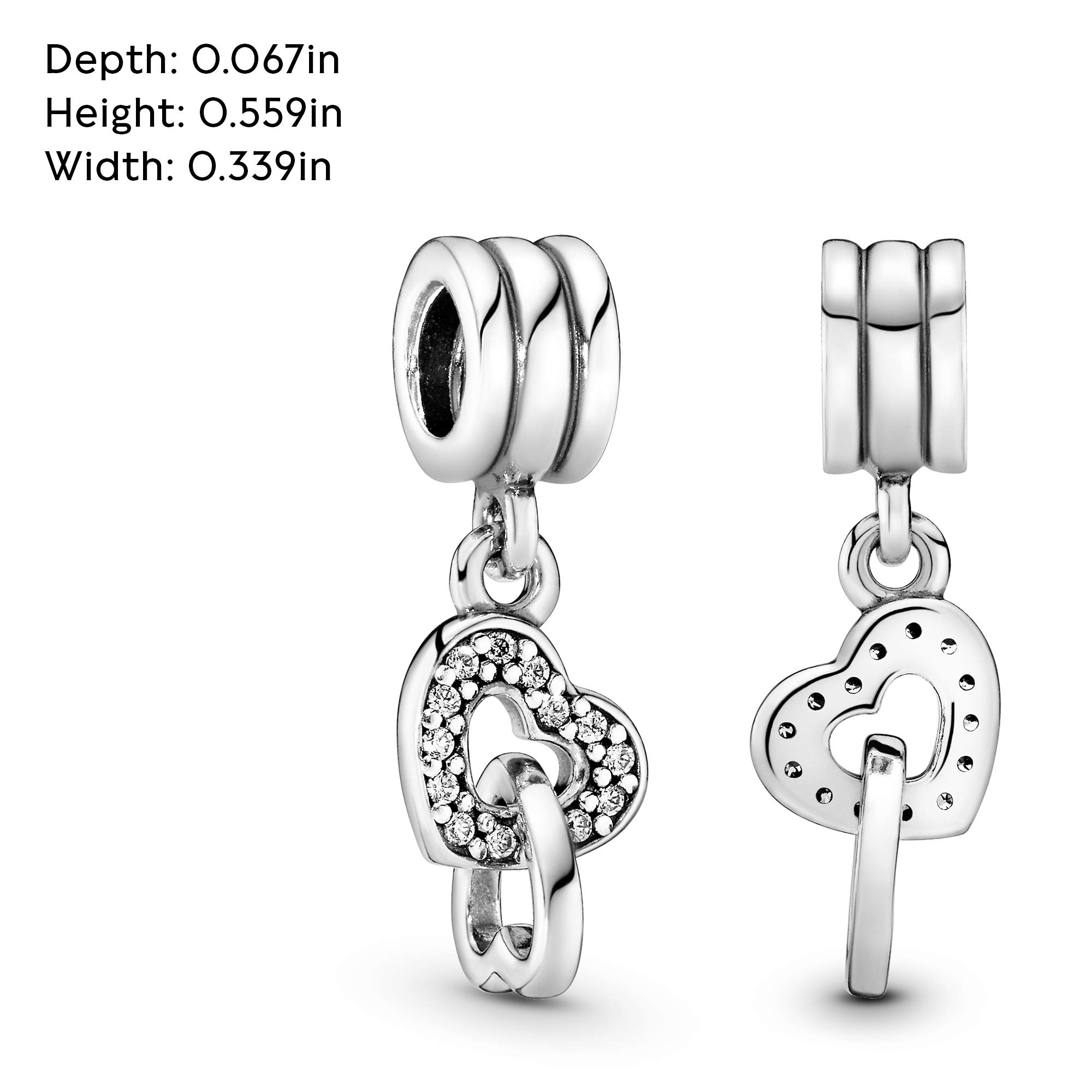 Pandora Interlocking Hearts Dangle Charm - Compatible Moments - Stunning Women's Jewelry - Made with Sterling Silver & Cubic Zirconia
