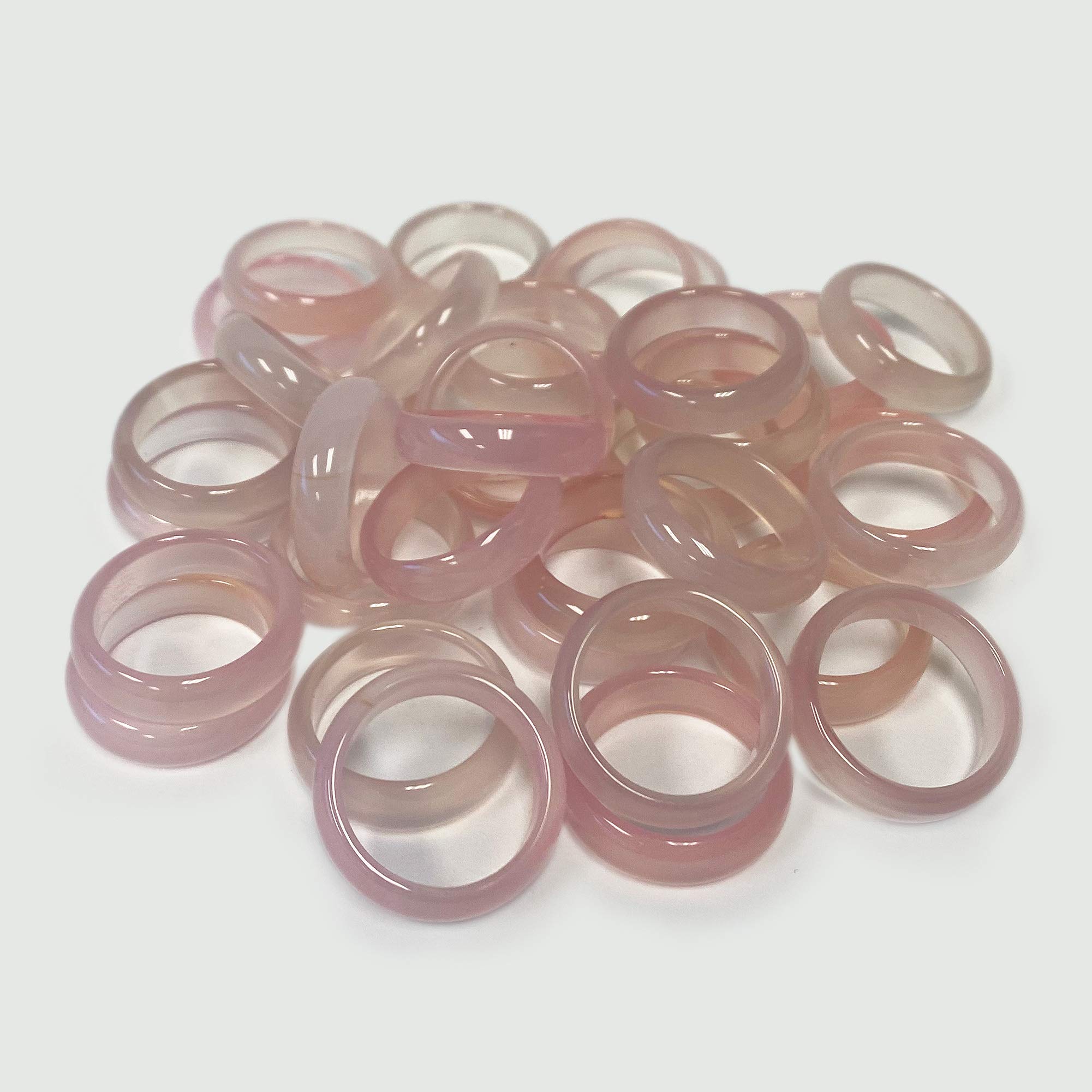 Pink Agate Gemstone 6mm Unisex Band Ring Size 7.5