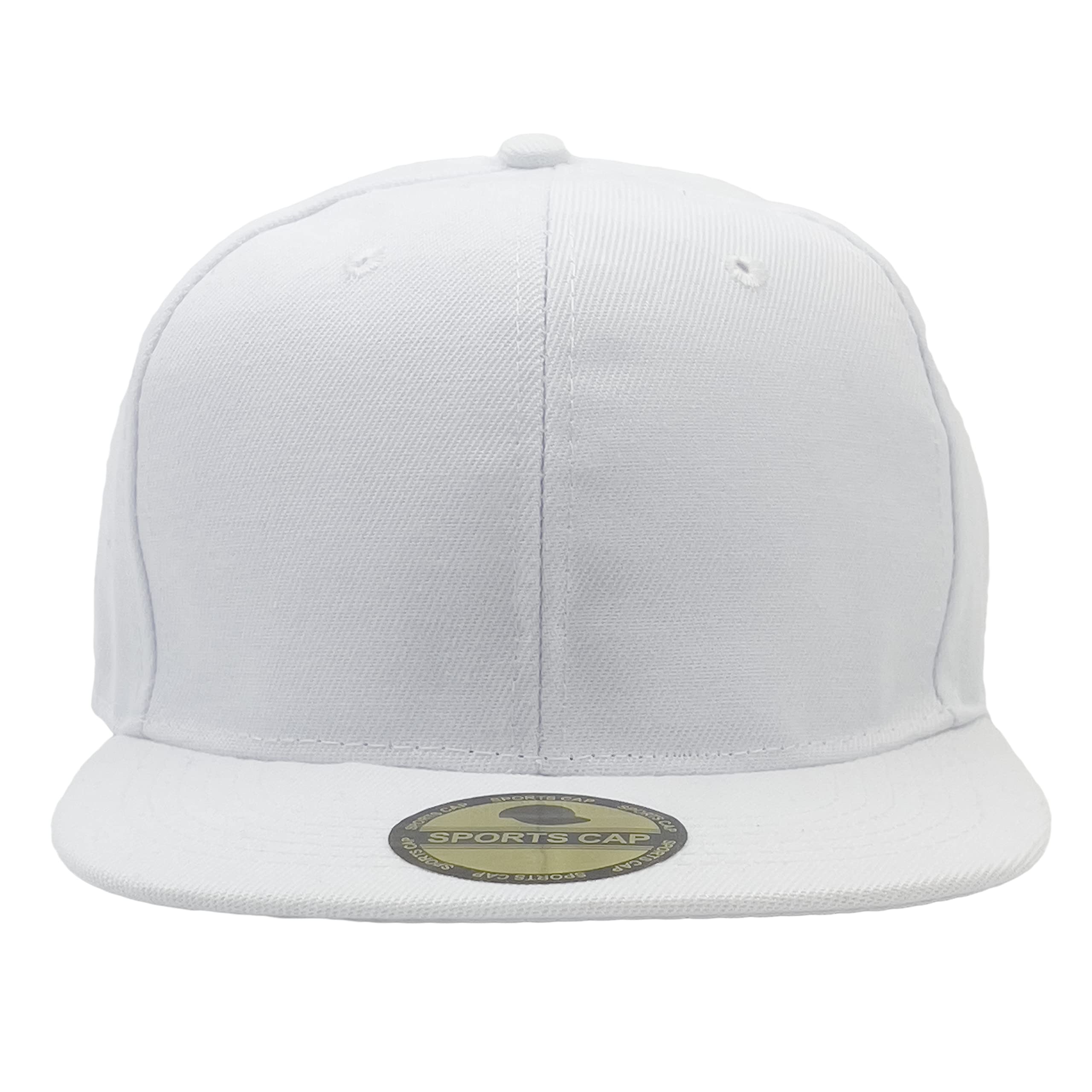 Utmost Classic Snapback Baseball Cap Hat Hip Hop Style Flat Bill Visor Blank Solid Color Camouflage Adjustable Size (White)