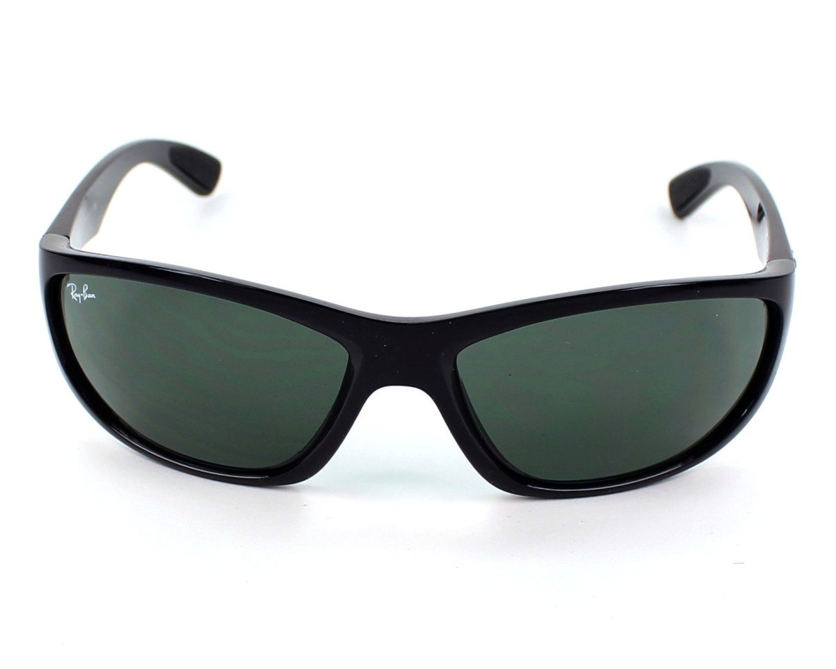 Ray-Ban RB 4188 Men Rectangle Sunglasses Black/Poly Green, 63mm