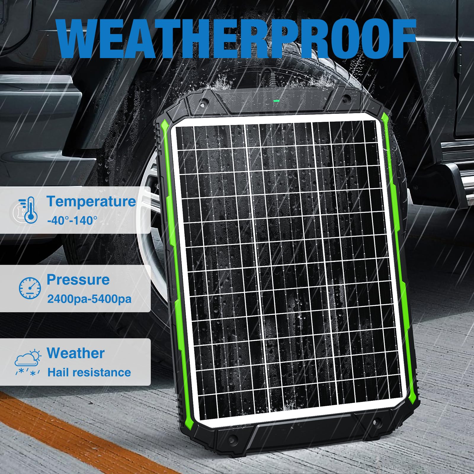 Sun Energise Waterproof 12V 20W Solar Battery Charger Pro - Built-in MPPT Charge Controller + 3-Stages Charging - 20 Watts Solar Panel Trickle Charger with Adjustable Mount Brackets + SAE Cable Kits