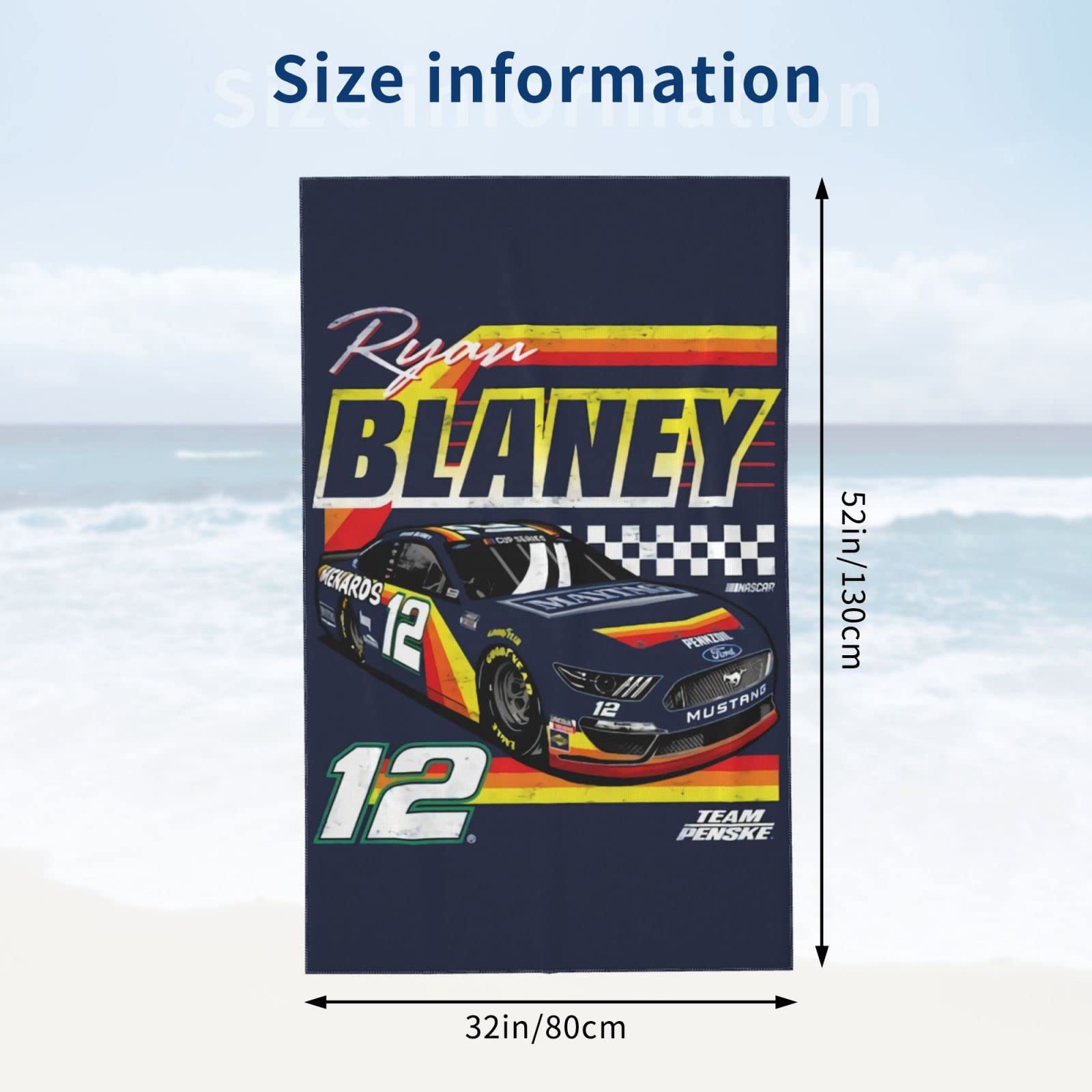 RATRIG Ryan Blaney 12 Beach Towel Soft and Quick Dry Swim Bath Microfiber Lightweight Absorbent Blanket Travel Carpet Rug 32x52 in