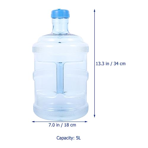 Toddmomy 5Liters Water Jug Plastic Crown Cap Reusable Water Bottle Water Storage Bucket with 2 Cap 5 Liters Water Container Camping Water Tank Barrel for Outdoor Home