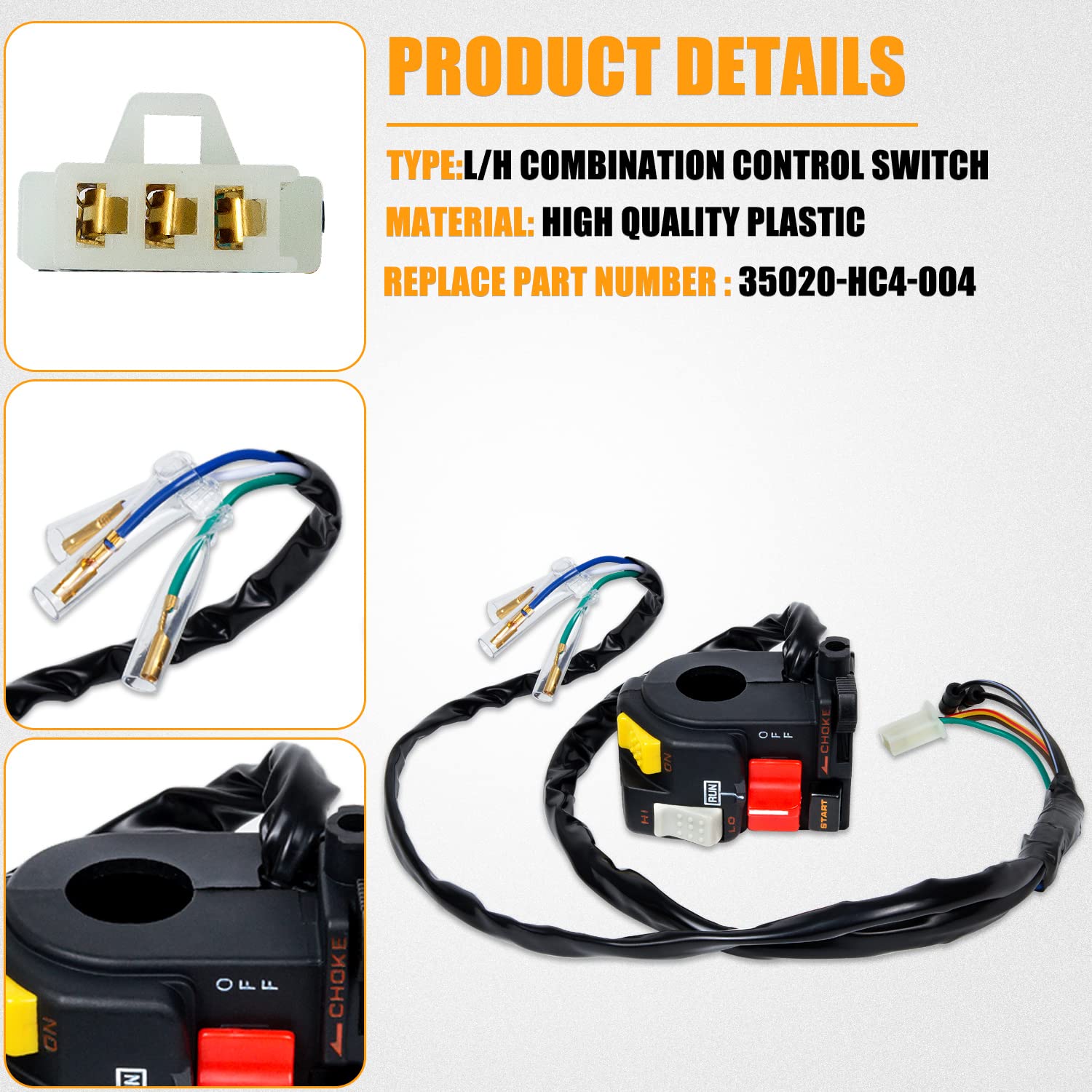 Wztepeng 35020-HC4-004 L/H Combination Switch Start Light Kill Switch Start Choke Switch Compatible with 1988-1995 Honda FOURTRAX 300 ATV TRX300/TRX300FW