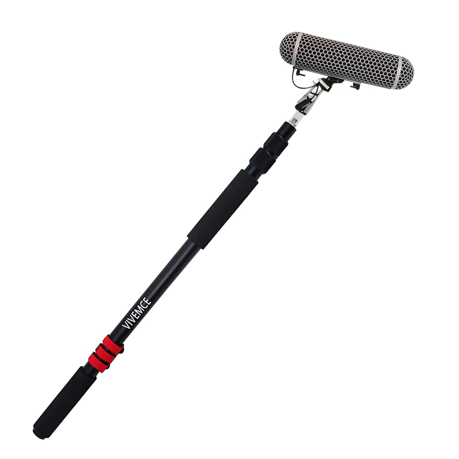 VIVEMCE Boom Pole for Shotgun Mic, Professional Boom Mic Pole for Video Recording,3-Section Extendable Rod From 3.1ft to 8.3ft Adjustable Length with 1/4" and 3/8" to 5/8" Threads