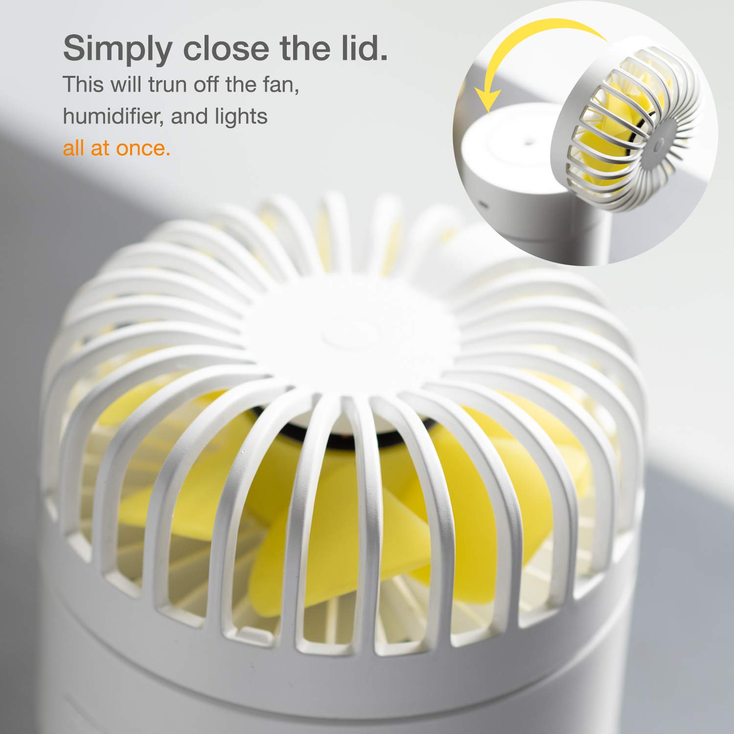 Sciobella Mini Portable Cool Mist Humidifier with Fan for Bedroom Office Desk Travel Car Hotel 400ml 2 Mist Mode 7 LED Night Light 3 Fan Speed Setting USB Rechargeable Auto Shut-off