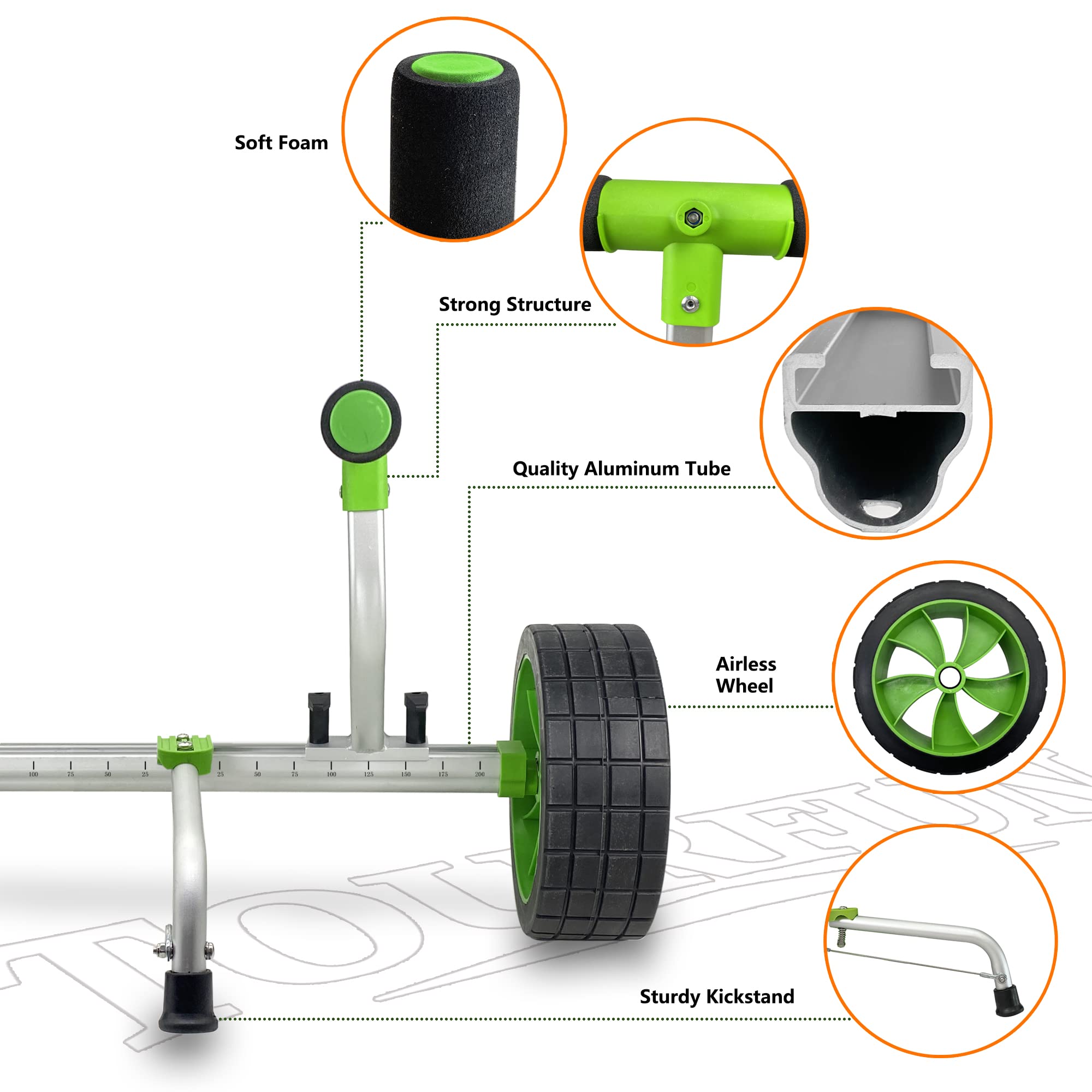 TOURFUN Kayak Cart, Paddle Board Cart Kayak Trolley Heavy Duty Canoe Dolly SUP Carrier with Airless Tires