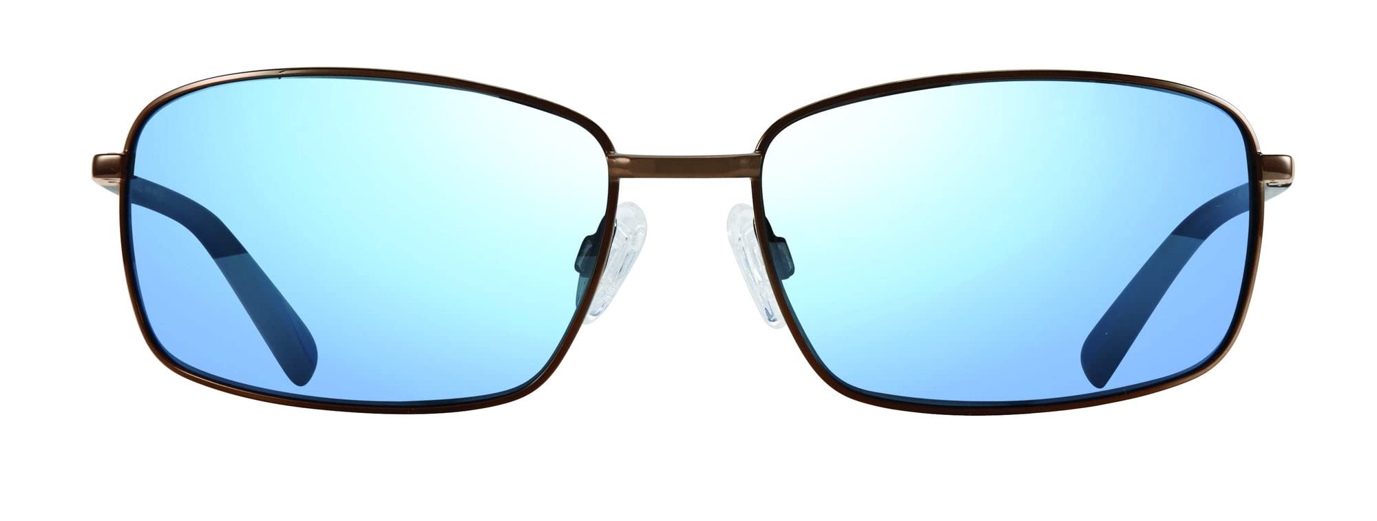 Revo Sunglasses Tate: Polarized Lens Filters UV, Small Rectangle Metal Wrap Frame, Gunmetal Frame with Blue Water Lens (RE 1079)