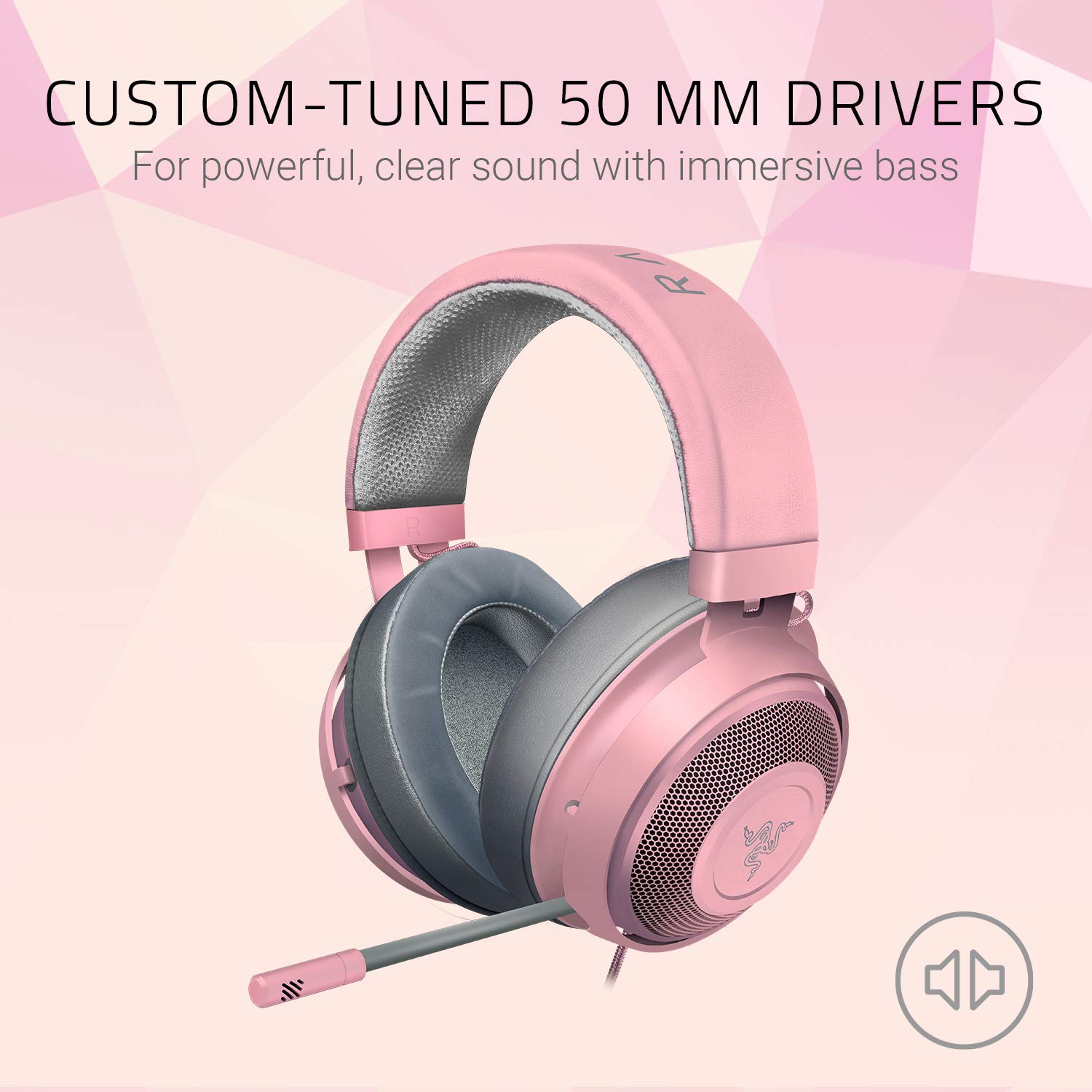 Razer Kraken Quartz Edition Wired Stereo Gaming Headset Quartz Pink (Renewed)