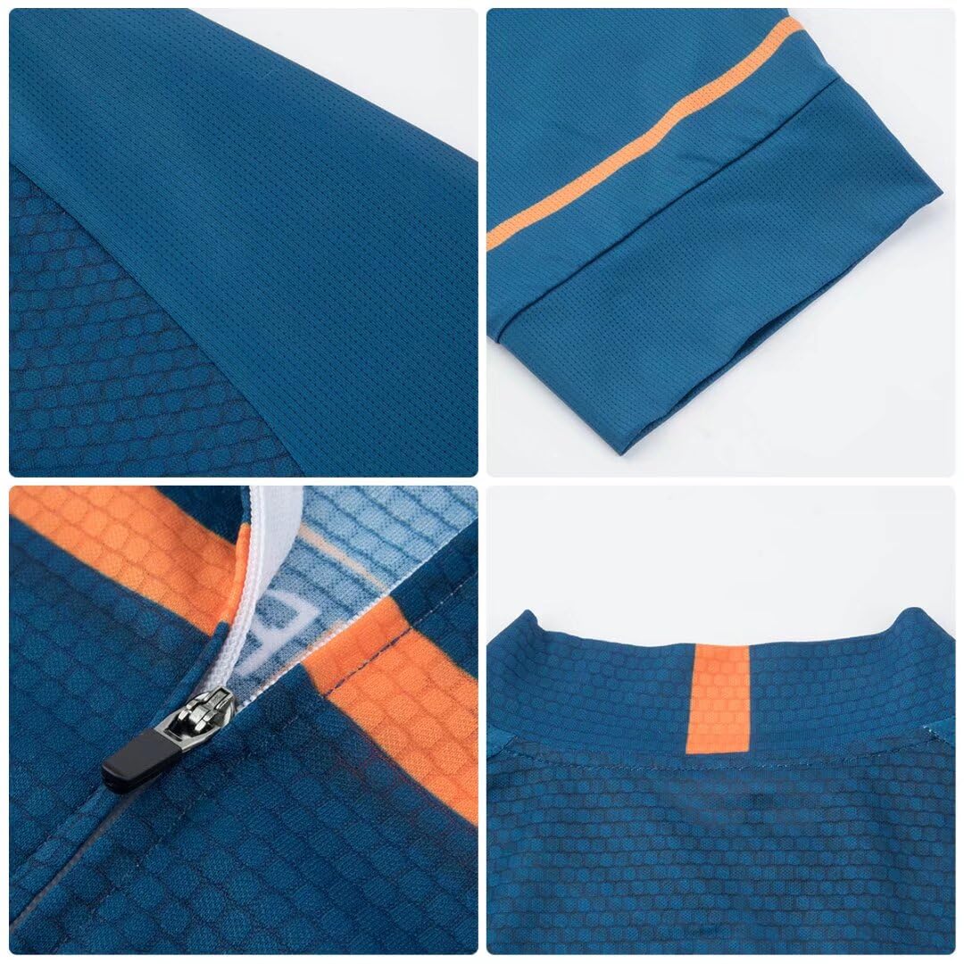 ROTTO Mens Cycling Jersey Short Sleeve Bike Shirt with Rear Pockets Stripe Series