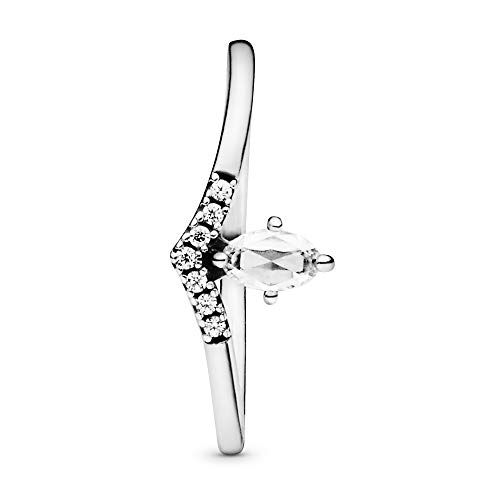 Pandora Classic Wishbone Ring - Sterling Silver Ring for Women - Layering or Stackable Ring - Gift for Her - Sterling Silver with Clear Cubic Zirconia - Size 9, No Gift Box