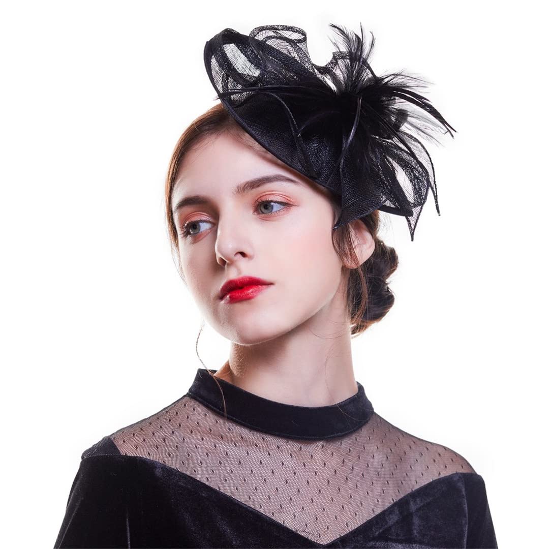 Wedding Cocktail Hat Formal Net Yarn Feather Hat Ladies Party Church Hat Girl Accessories White