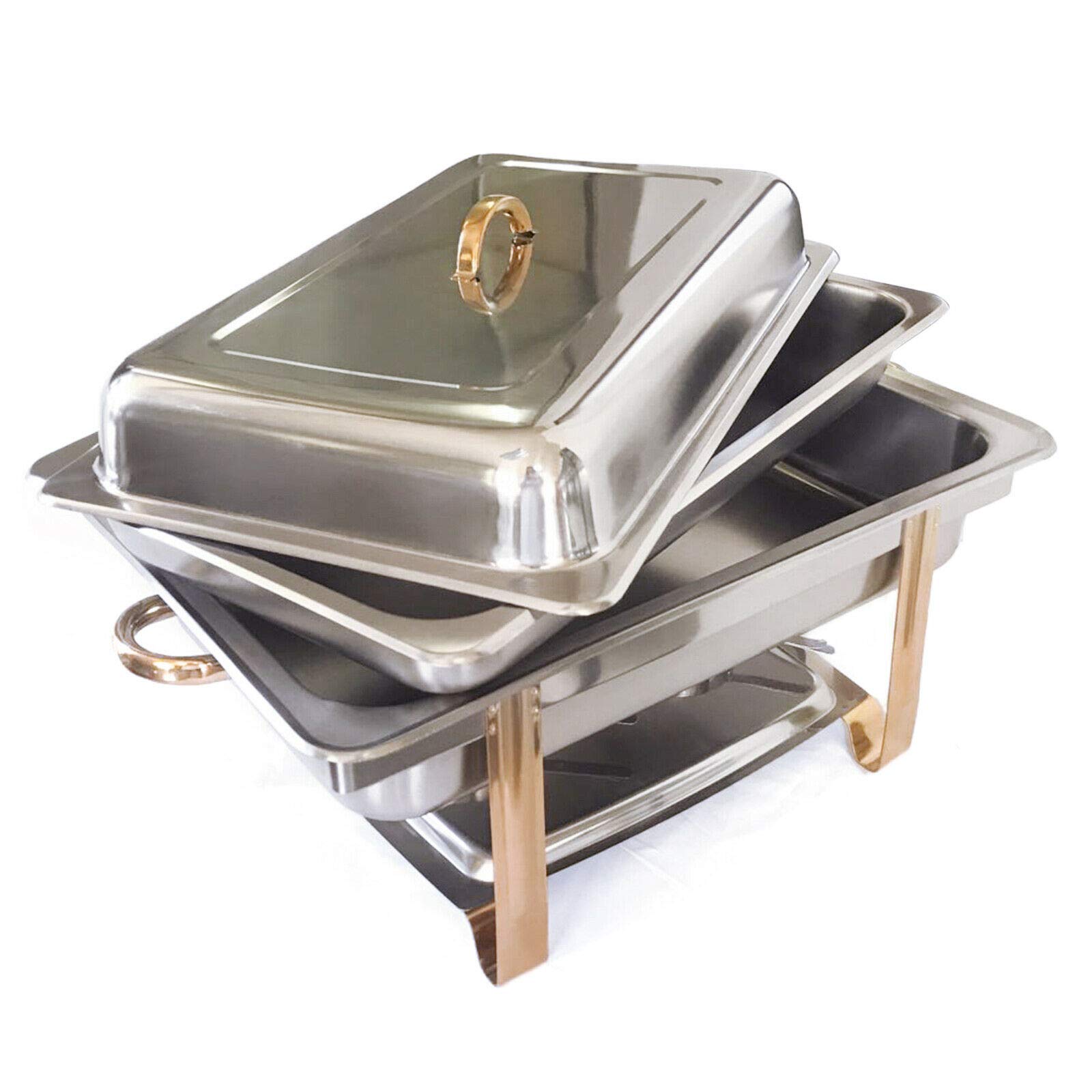 TFCFL Chafer Chafing Dishes Buffet Set Stainless Steel Food Warmer Rectangular Buffet Stove 9.5QT Capacity Buffet Warmer Set for Home and Restaurant Use