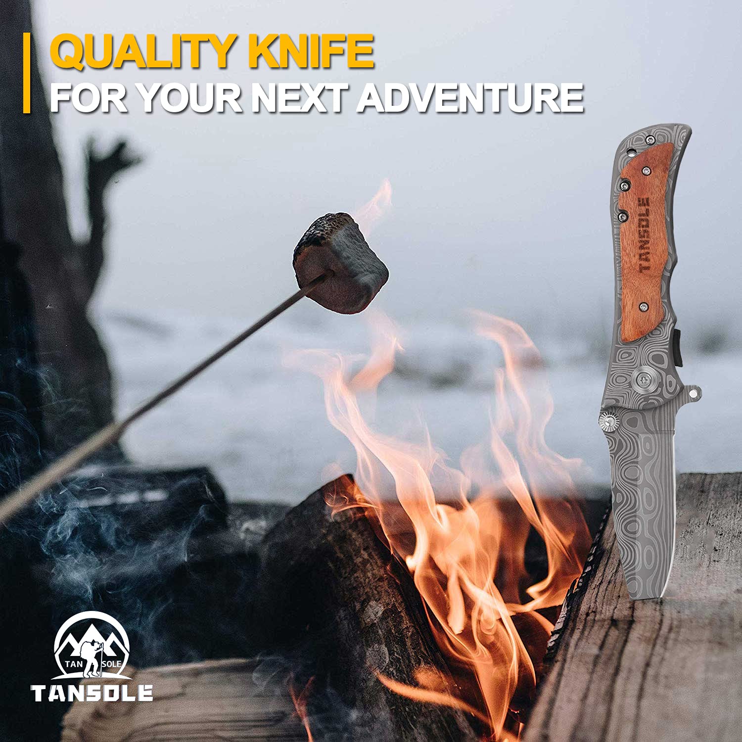 TANSOLE Pocket Folding Knife with waist bag for Outdoor Camping Hunting knives
