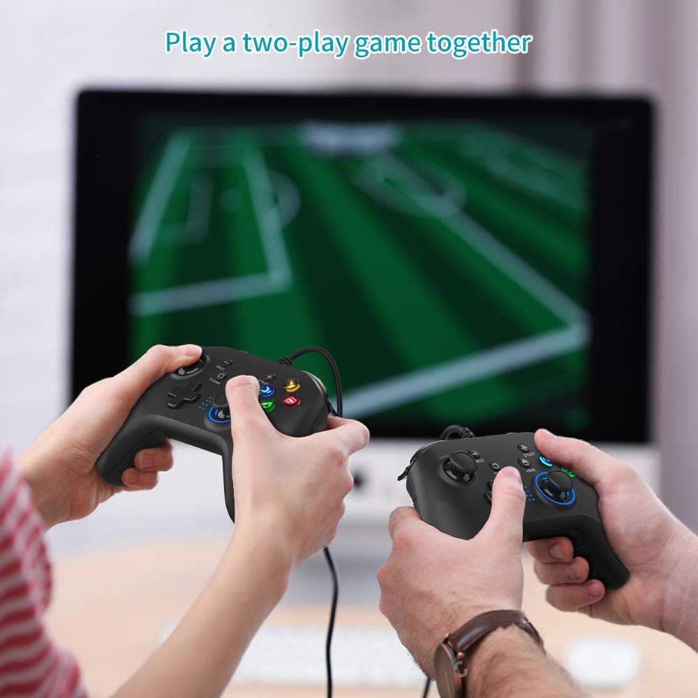 Wired Gaming Controller, Joystick Gamepad with Dual-Vibration PC Game Controller Compatible with PS3, Switch, Windows 10/8/7 PC, Laptop, TV Box, Android Mobile Phones, 6.5 ft USB Cable