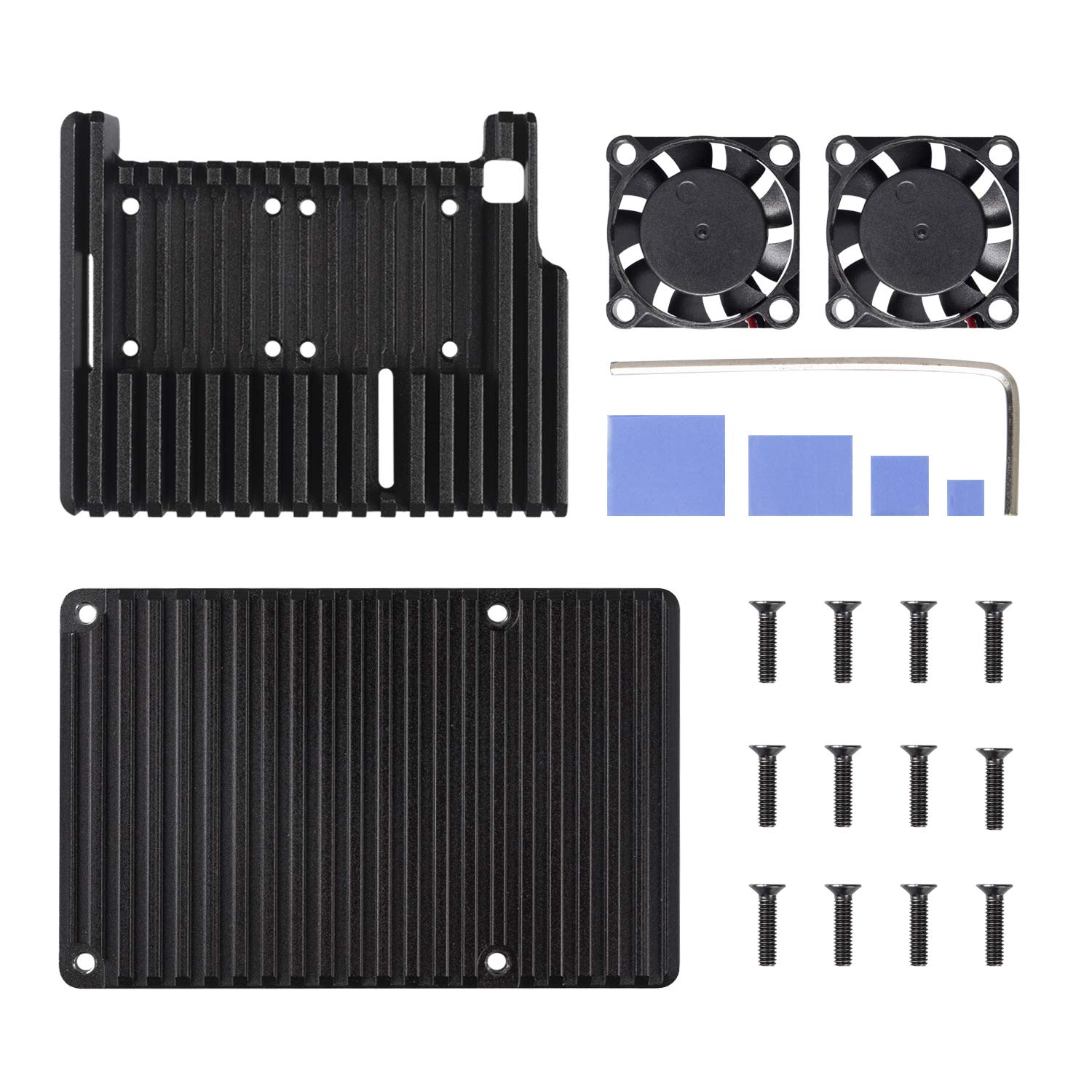 SunFounder Raspberry Pi 4B Aluminum Case with Dual Fan Aluminium Alloy Heatsink for Raspberry Pi 4 Model/Pi 4B