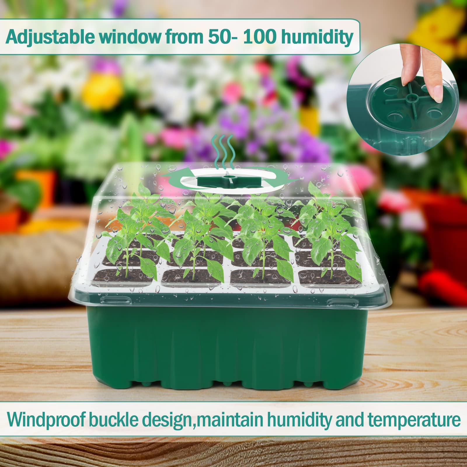 Patigrow Seed Starter Tray Flexible Silicone 12 Cells Reusable Seed Starter Kit with Humidity Dome Dishwasher Safe Seed Starting Trays Plant Starter Kit Indoor Greenhouse for Seed Starting
