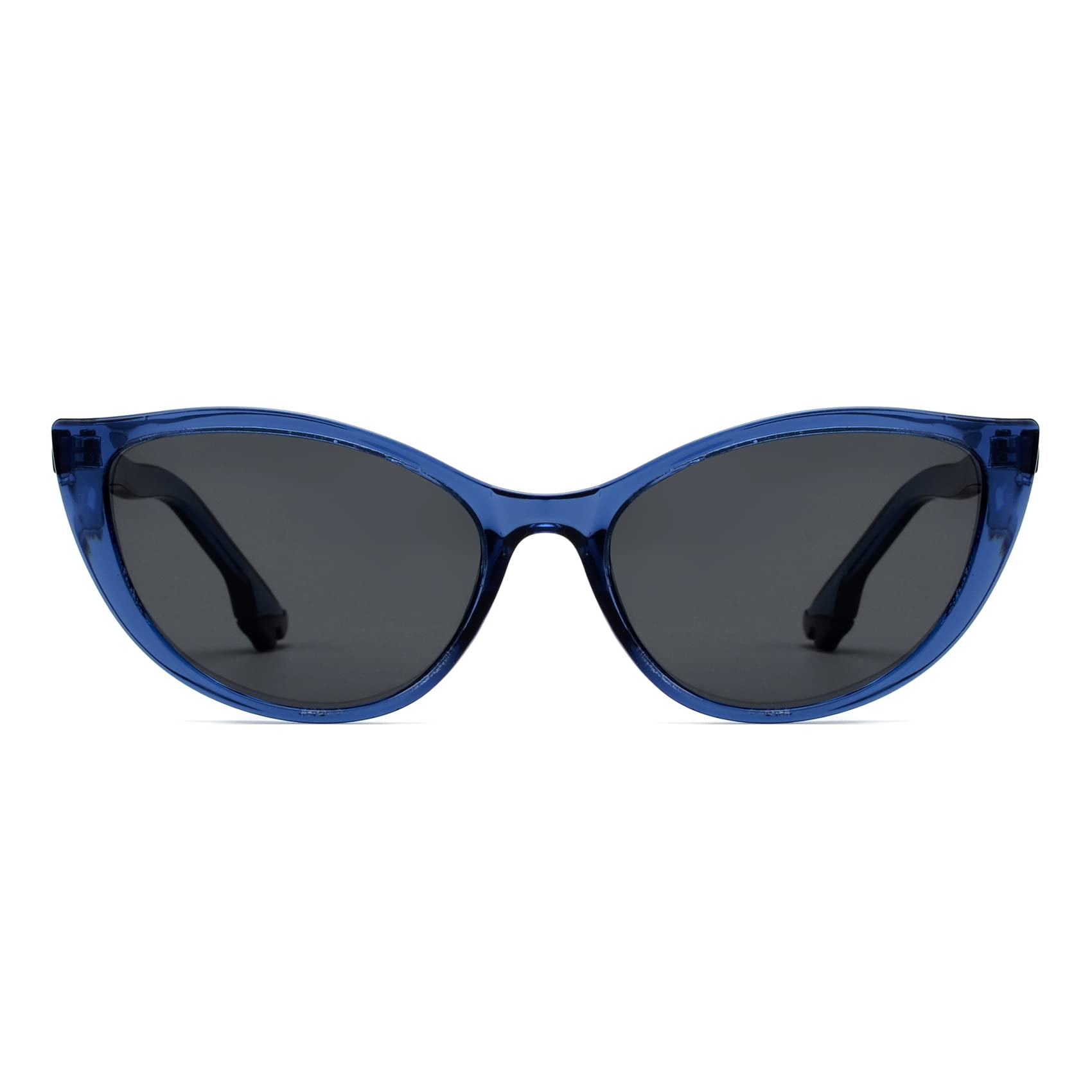 VIVIENFANG Retro Polarized Cat Eye Sunglasses for Women, Vintage Designer Navy Blue Cateye Women's Shades VF2219D